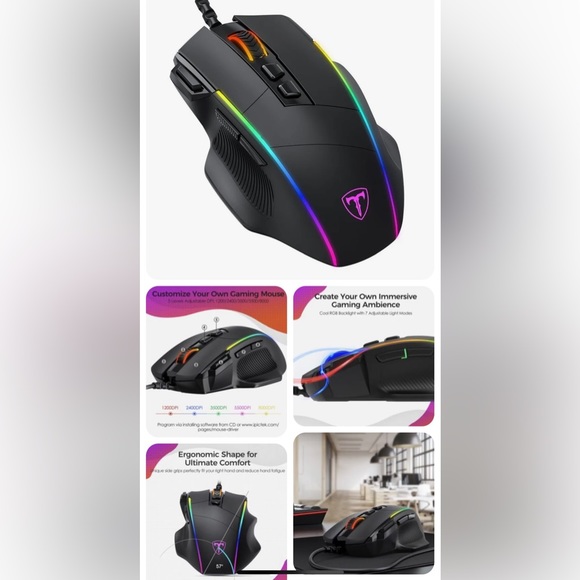 PIKTEK | Tablets & Accessories | Ergonomic Wired Gaming Mouse 8 Buttons ...
